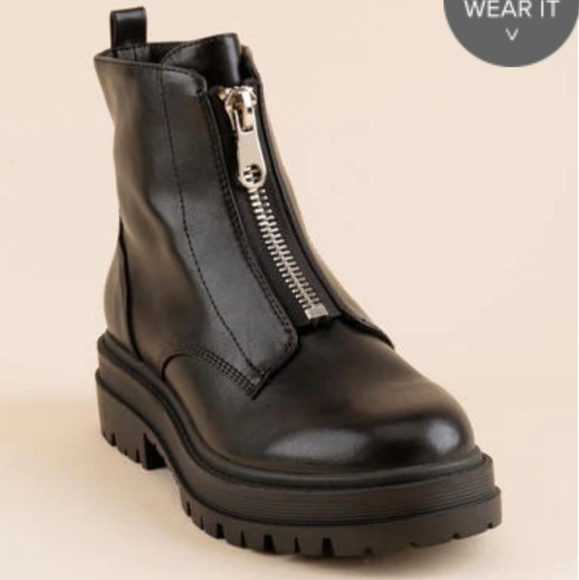 Indigo | Shoes | Womens Black Boots With Silver Zipper Doc Martin Look ...